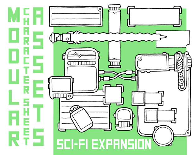 Modular Character Sheet Sci-Fi Expansion (Digital Assets) by Penflower Ink