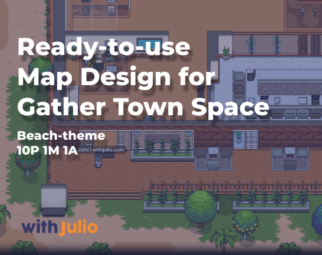 Ready-to-use Gather Town Map - Beach Office Type 1 by with Julio
