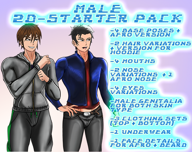 2D Modular Portraits for VN/Rpg - Male Starter Pack by MoonhunterGames