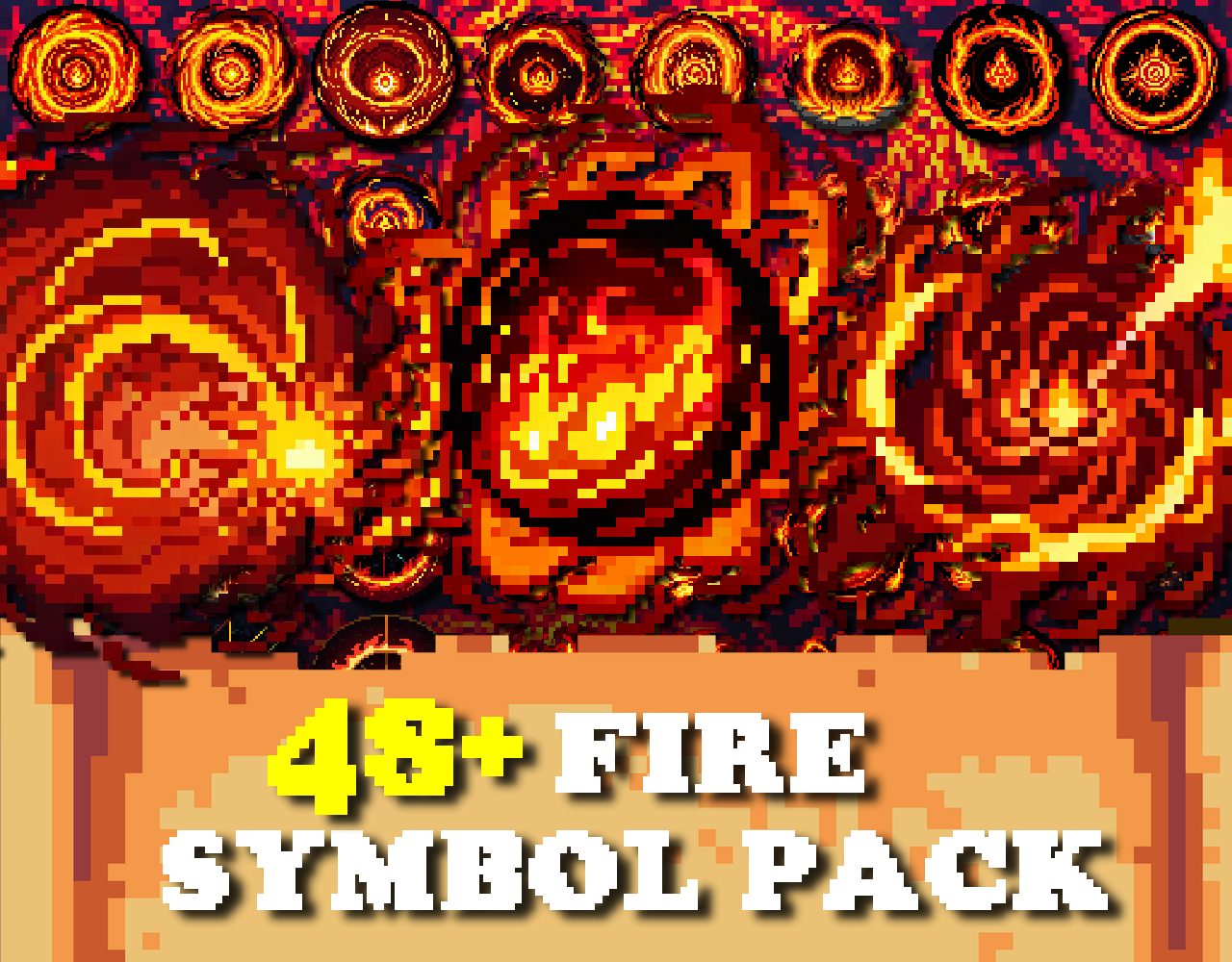 48 + Fire Symbol - Pixelart / Pixel Art sprite Fire Spells Pack RPG by ...