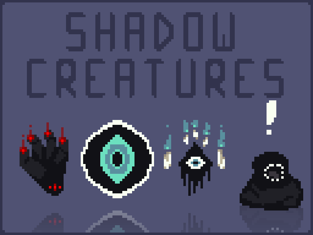 Shadow Creatures Enemies 2D Pixel Art by rainydey