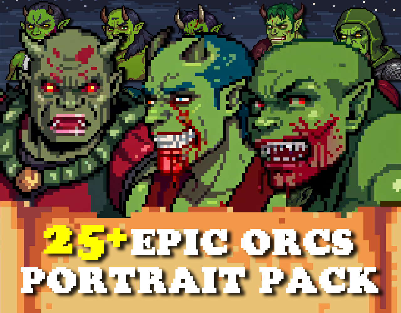 Orcs Portrait Pack Asset - Pixelart / Pixel Art sprite Bust Trolls RPG ...