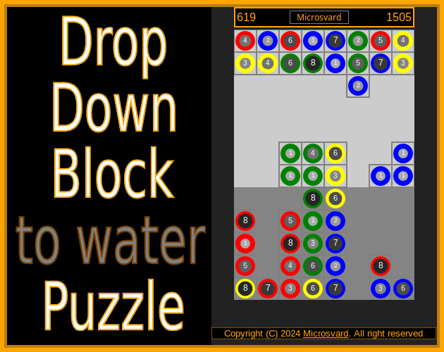 Drop Down Block to water Puzzle by Microsvard