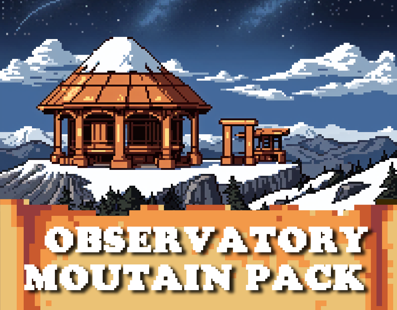 4 beautiful Observatory Mountain Backgrounds Assets - Pixelart / Pixel ...