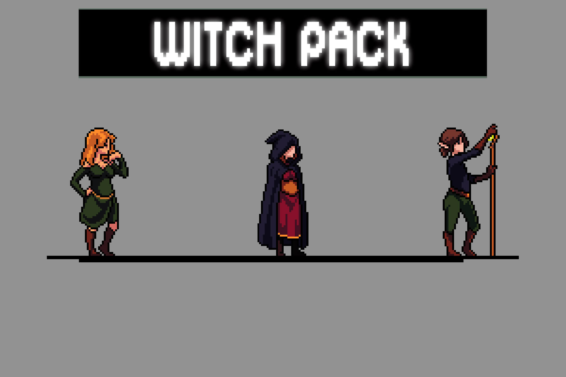 Witch Pixel Art Character Sprites by Free Game Assets (GUI, Sprite ...