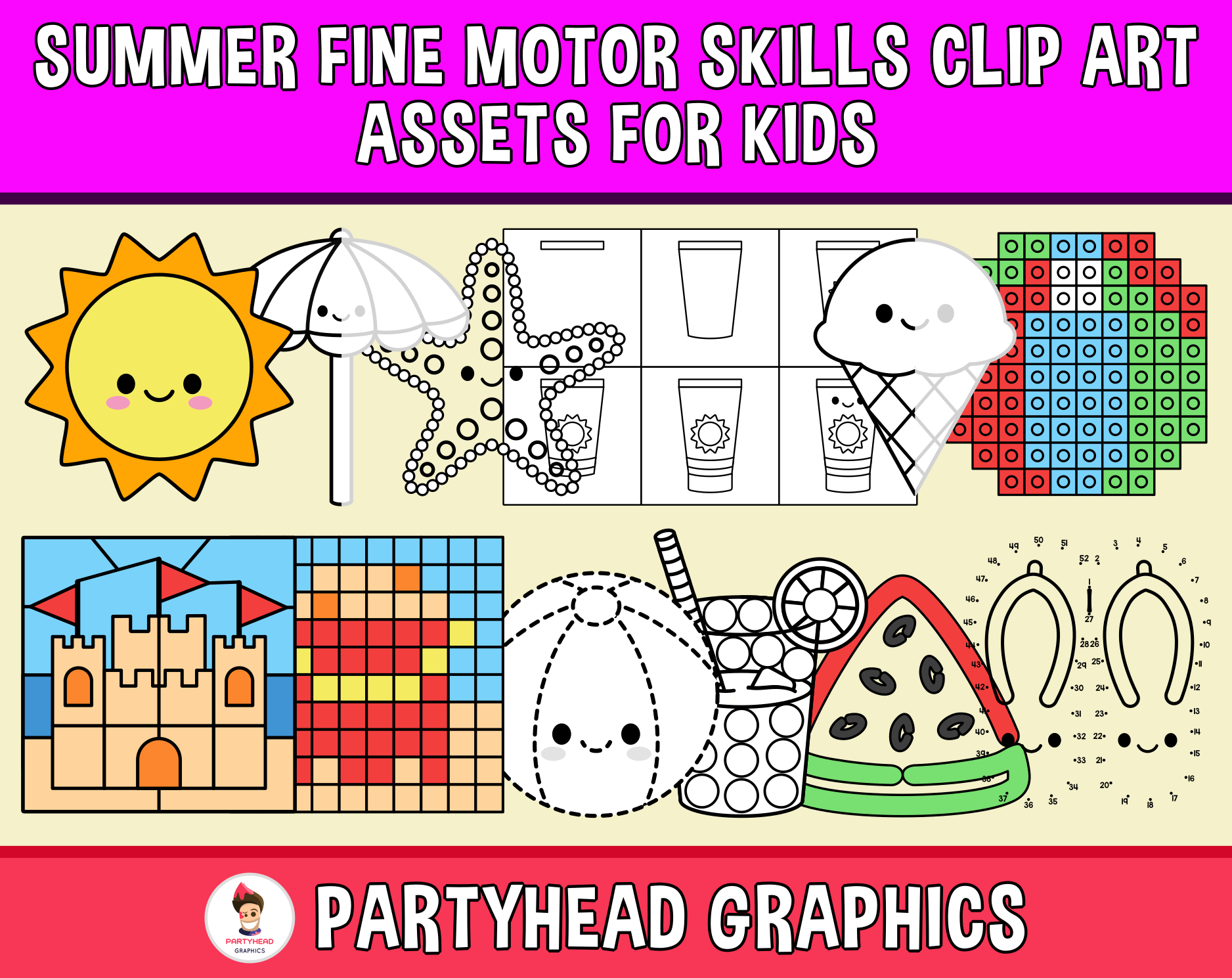 SUMMER FINE MOTOR SKILLS CLIP ART - ASSETS FOR KIDS by KEITHART85