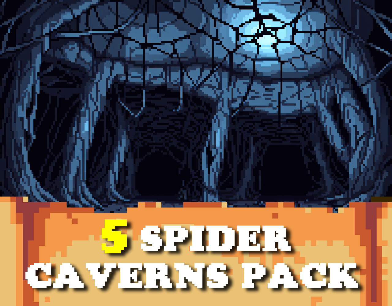 5 beautiful Spider Caverns Backgrounds Assets - Pixelart / Pixel Art ...