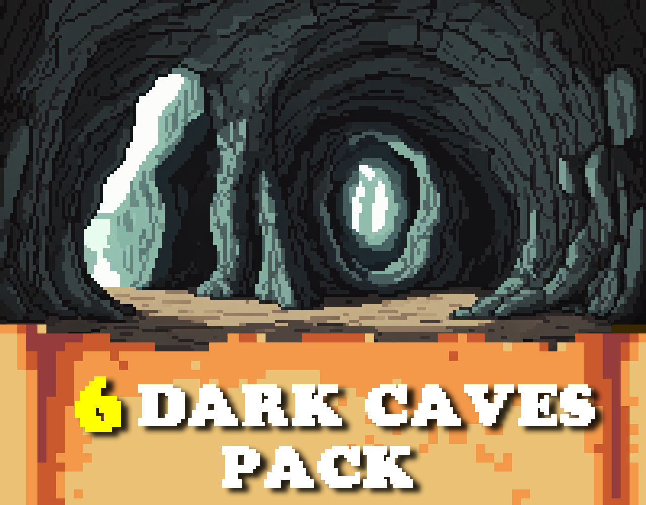 6 Beautiful Dark Cave Backgrounds Assets Pixelart Pixel Art Sprite Fantasy Cavern Pack Rpg