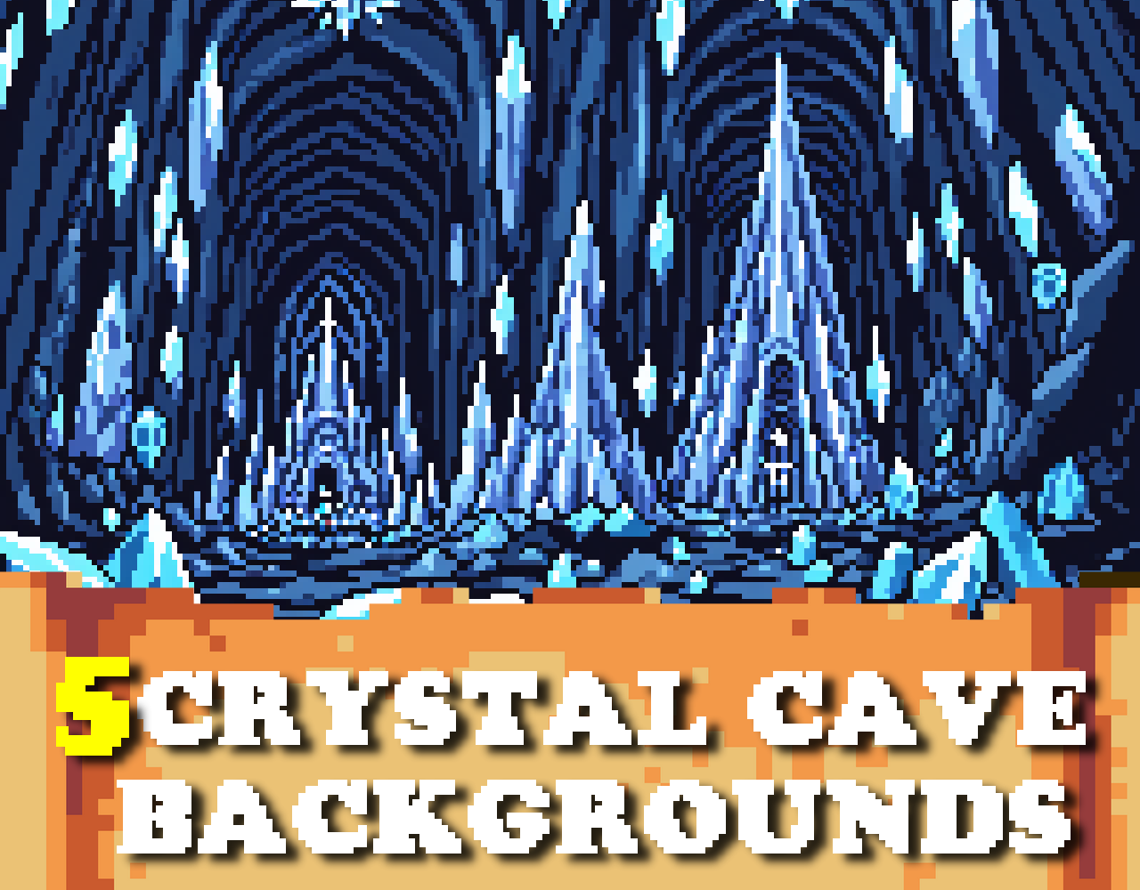 5 beautiful Crystal Cave Backgrounds Assets - Pixelart / Pixel Art ...