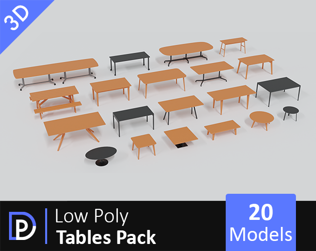 Low Poly Tables Pack by PolyPlix