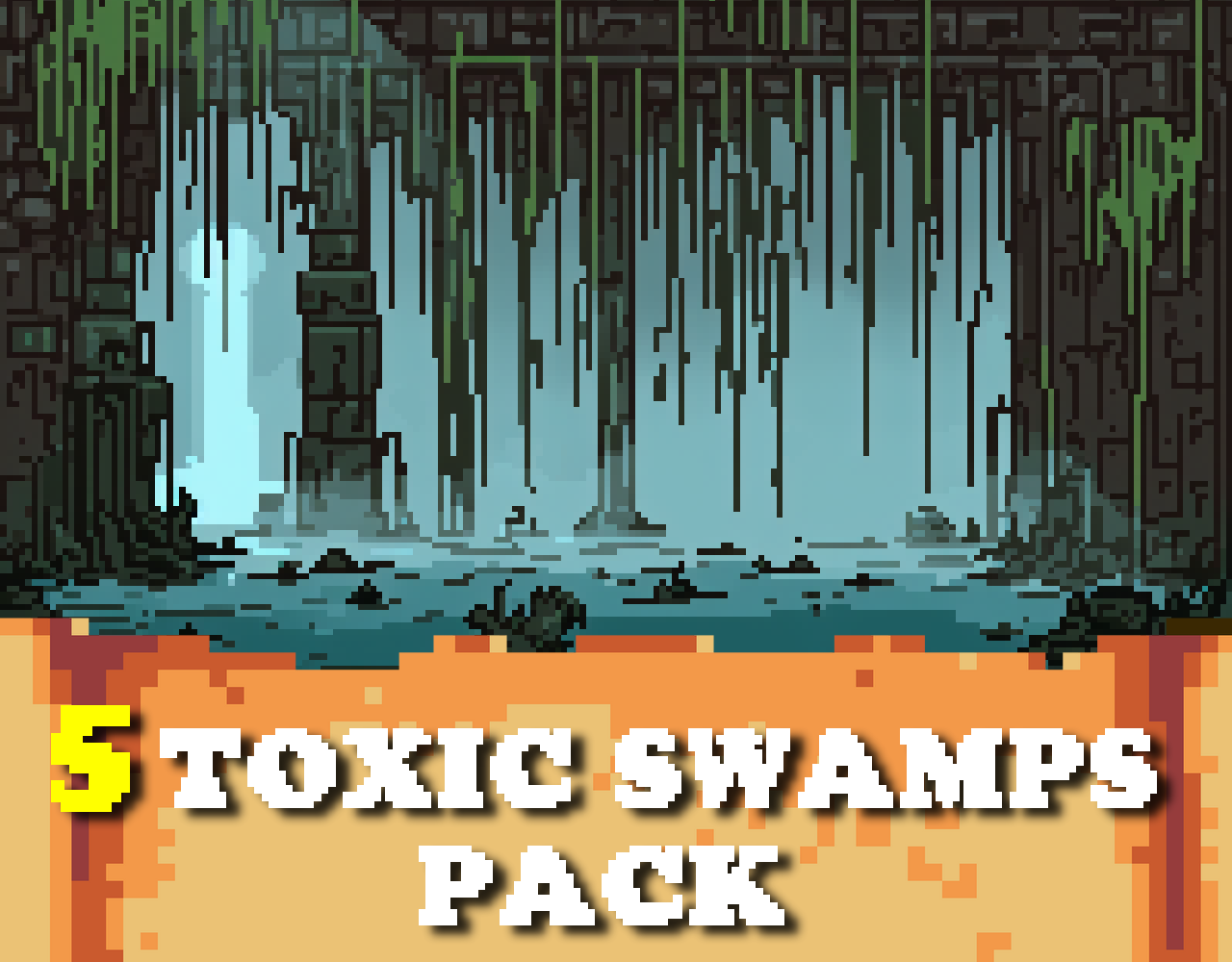 5 beautiful Toxic Swamps Backgrounds Assets - Pixelart / Pixel Art ...