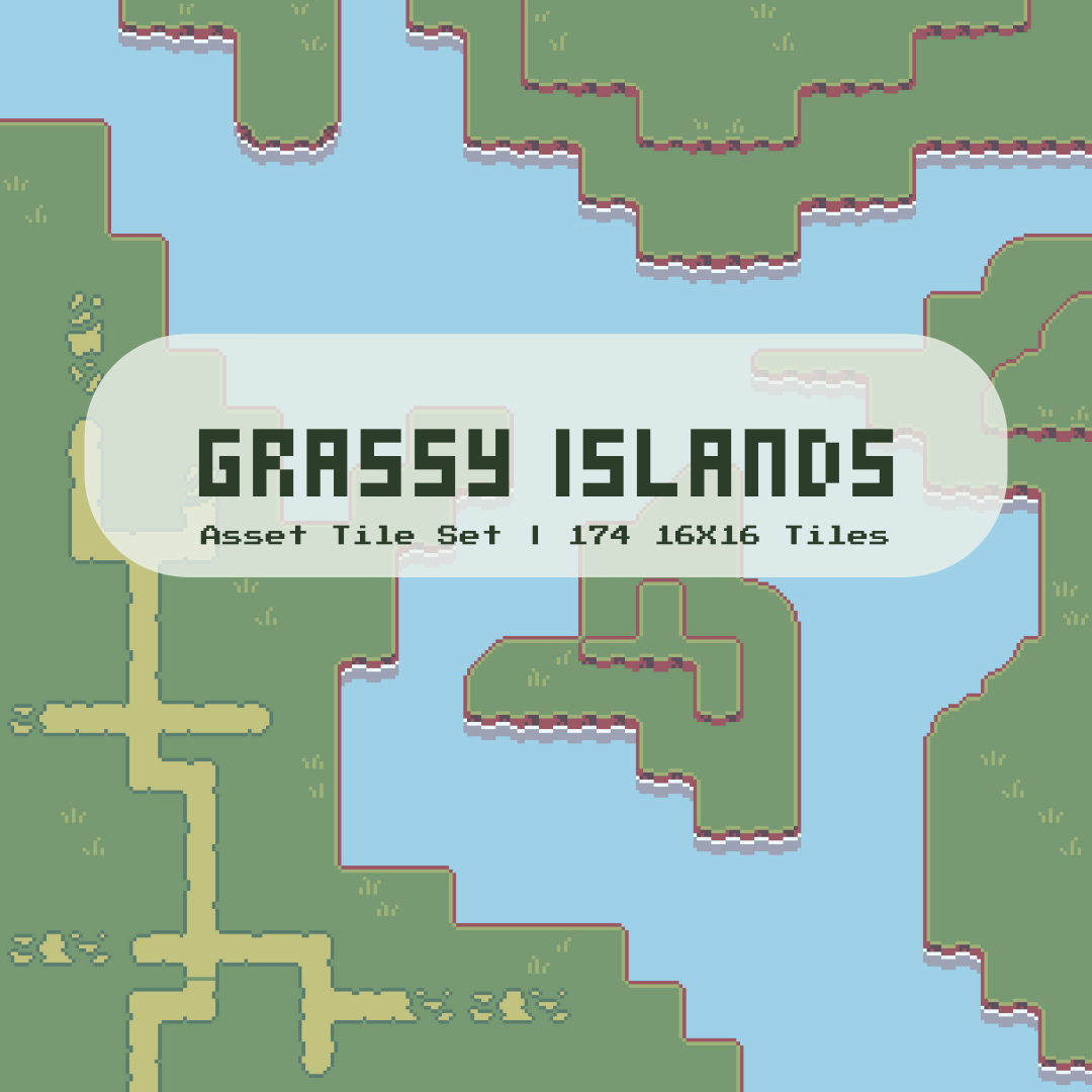 Grassy Islands v1 - Tile Set (16X16) by Adam Childs