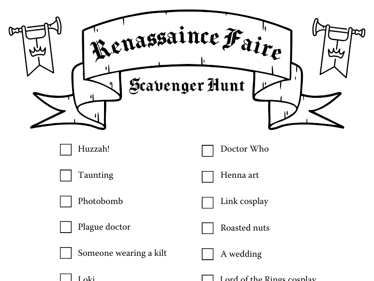 Ren Faire Scavenger Hunt by Eliot Crow