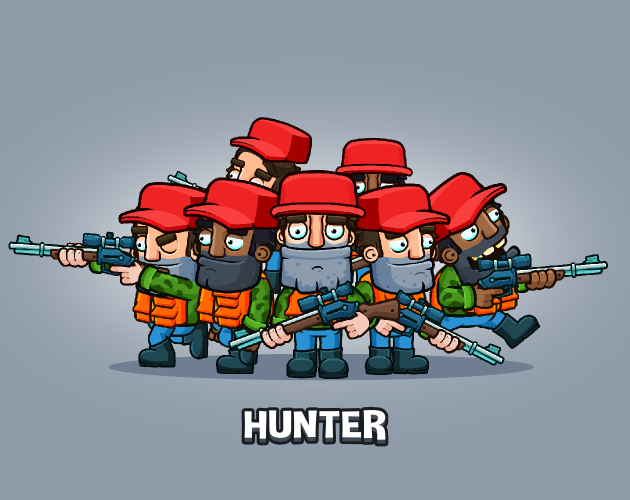 Hunter character game Sprite by Robert Brooks - gamedeveloperstudio.com