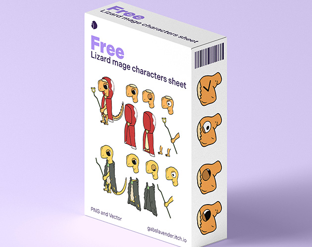 3 Free 2D Lizards mage characters pack sprite sheet png and vector by ...