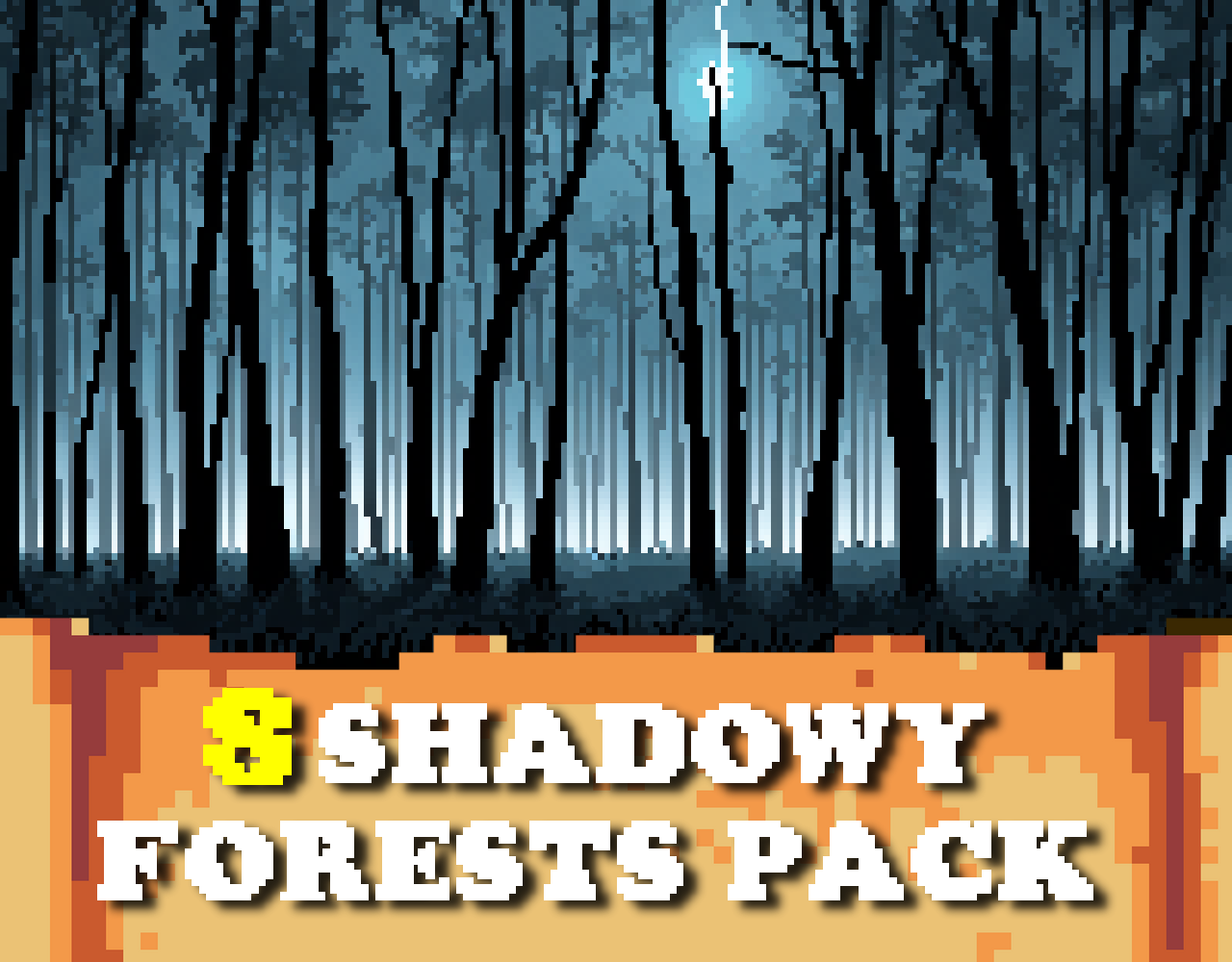 8 beautiful Shadowy Horror Forest River Backgrounds Assets - Pixelart ...