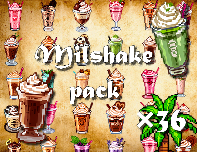 36 Milkshakes --- Pixel Art Milkshake Pack by PixiePirat