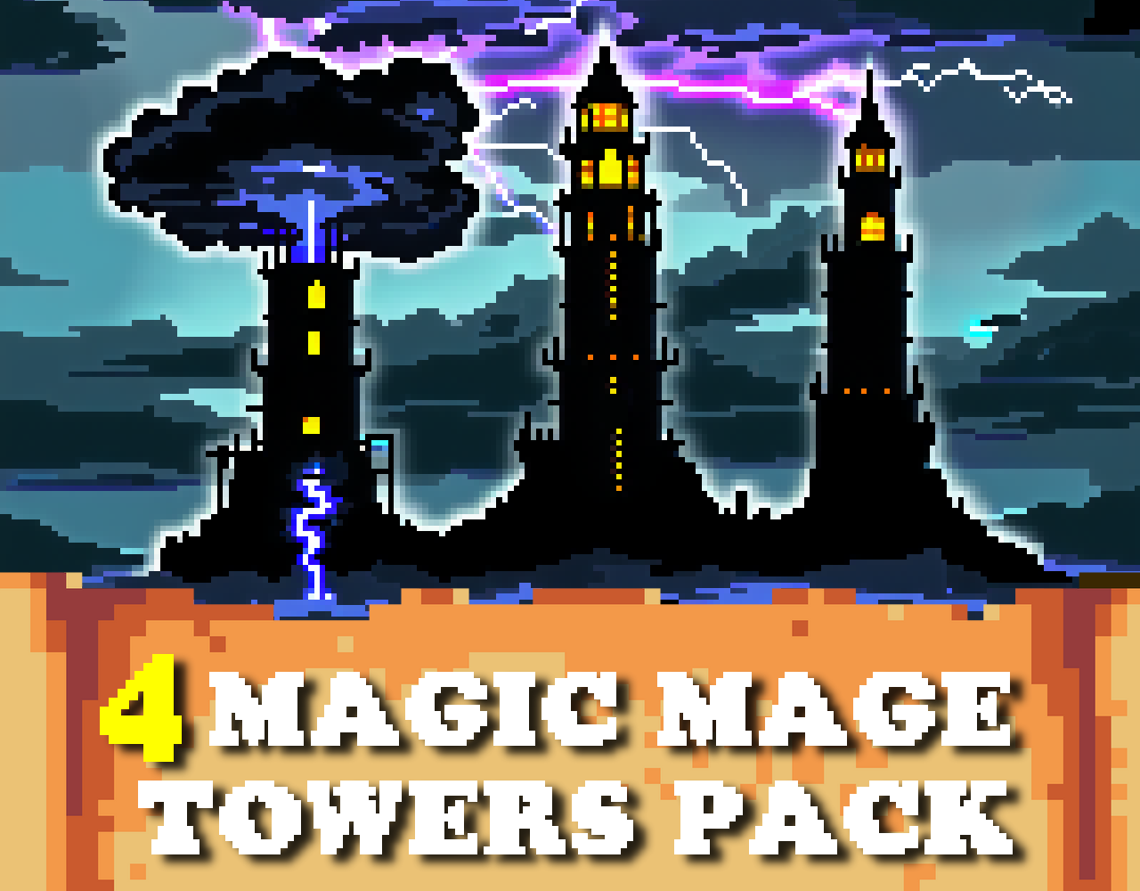 4 Beautiful Magic Wizard Tower Backgrounds Assets - Pixelart / Pixel ...