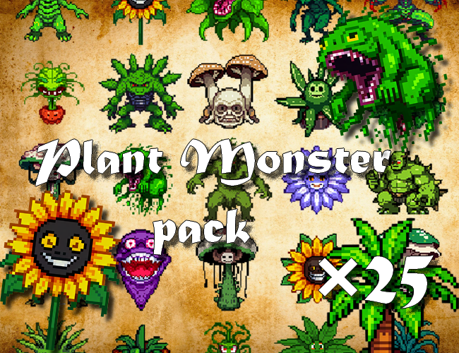 25 Plant Monsters --- Pixel Art Plant Monster Pack by PixiePirat