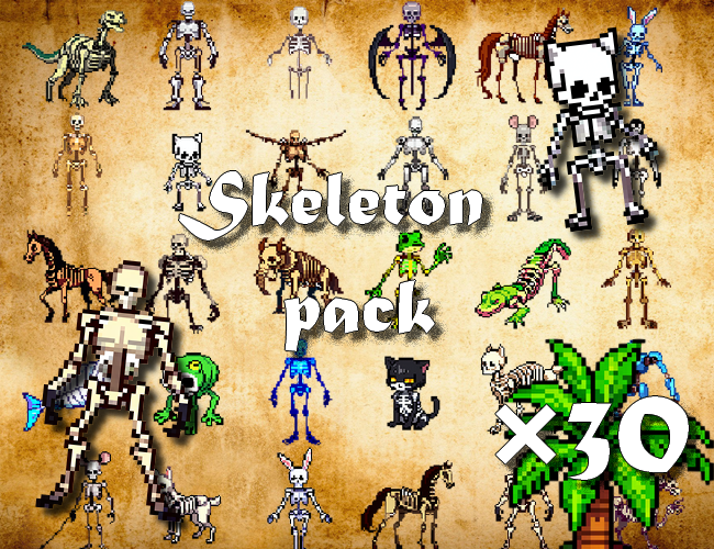 30 Skeletons --- Pixel Art Skeleton Pack by PixiePirat