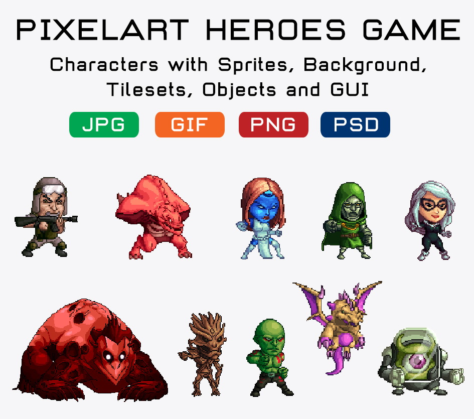 Pixelart Heroes Game Kit 2 by Mobile Game Graphics