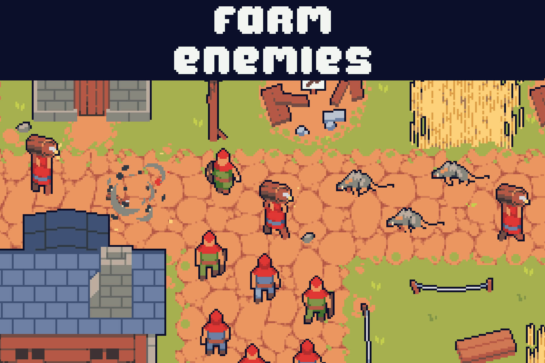 Top-Down Pixel Enemy for Defense by Free Game Assets (GUI, Sprite, Tilesets)