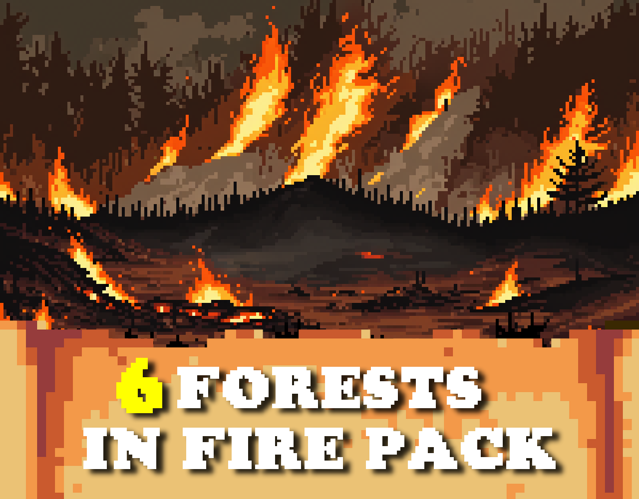 6 Forest in Fire Backgrounds Assets - Pixelart / Pixel Art sprite ...