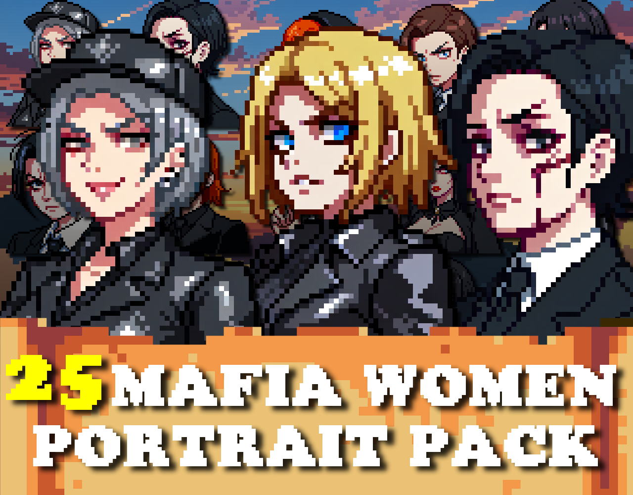 Mafia Women Portrait Pack Asset - Pixelart / Pixel Art sprite Badass ...