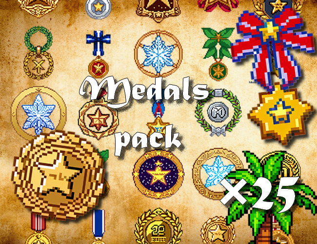 25 Medals --- Pixel Art Medal Pack by PixiePirat