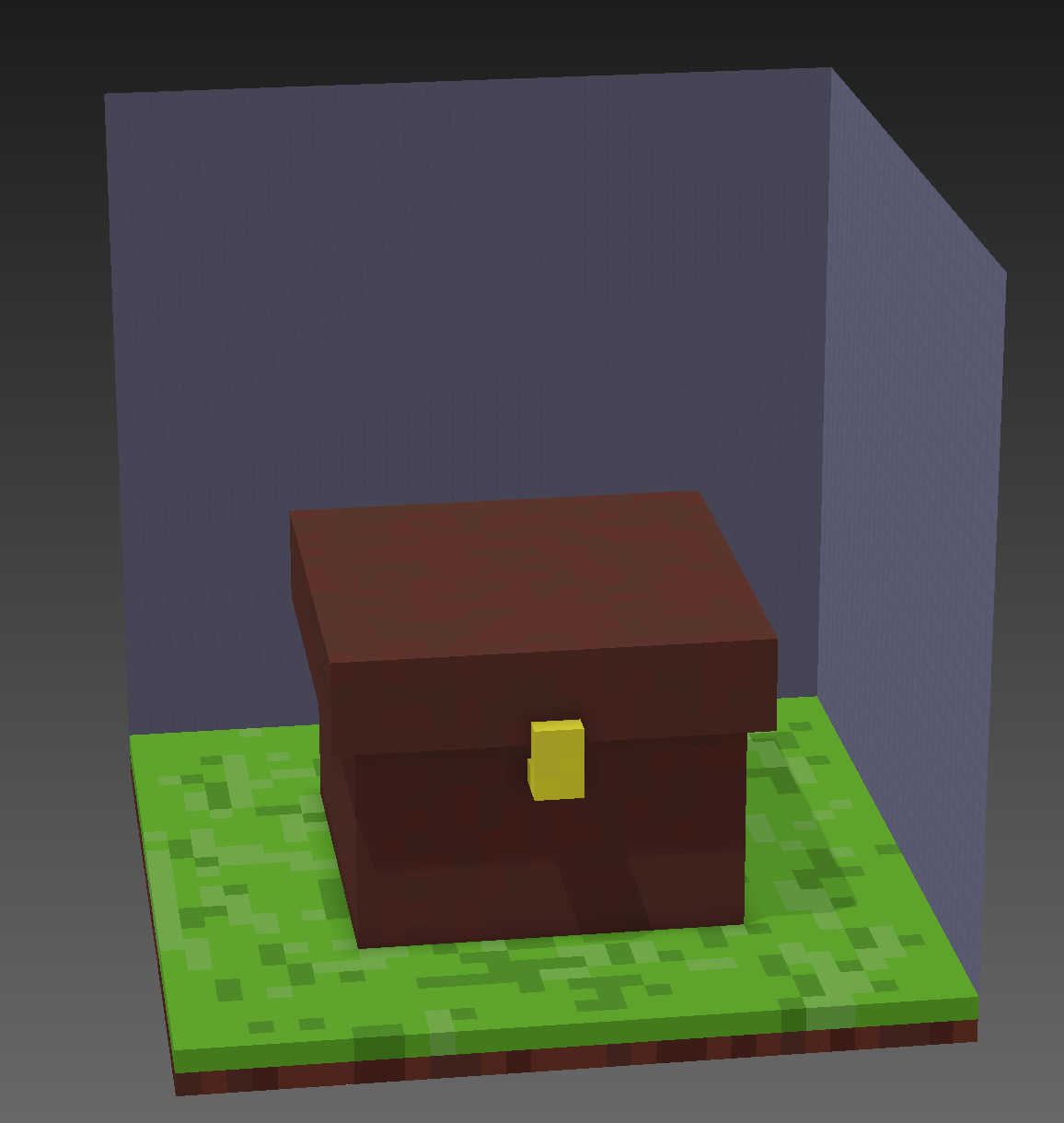 3D Chest on grass Voxel by Awkgnu