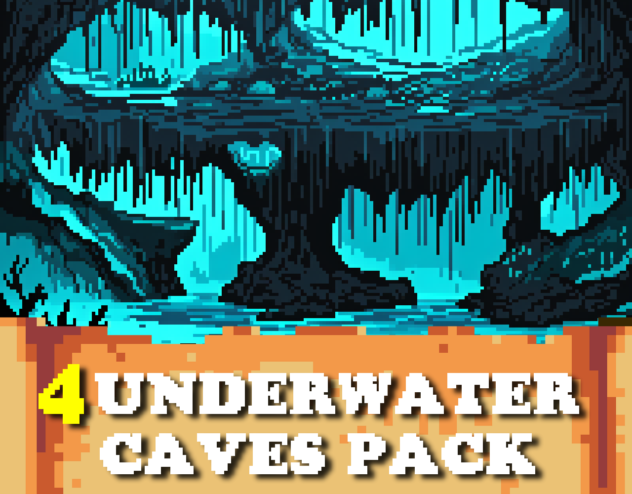 5 beautiful Underwater Cave Backgrounds Assets - Pixelart / Pixel Art ...