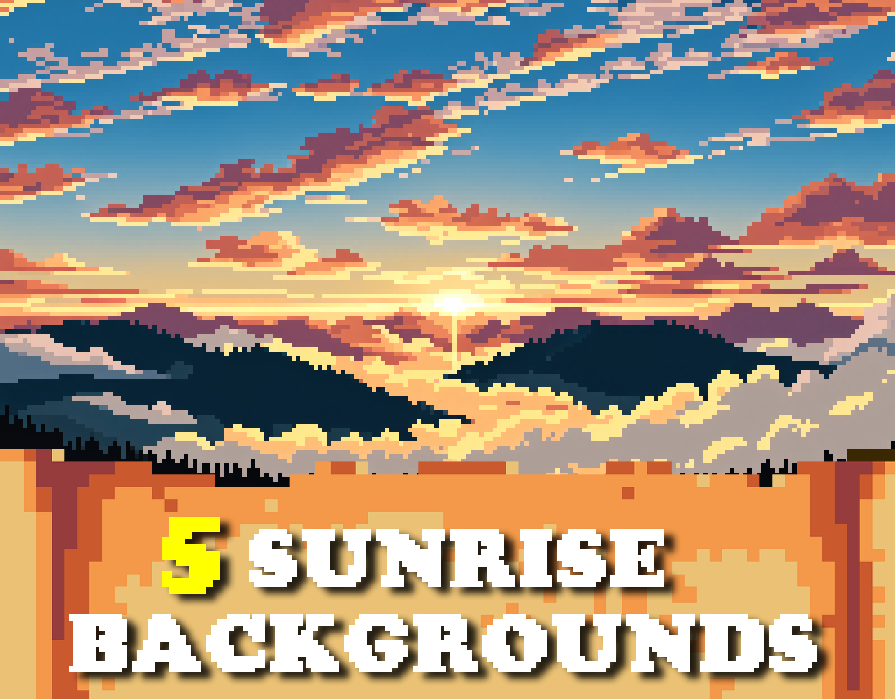 5 beautiful sunrise Backgrounds Assets - Pixelart / Pixel Art sprite ...
