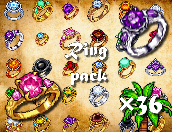 36 Rings --- Pixel Art Ring Pack by PixiePirat