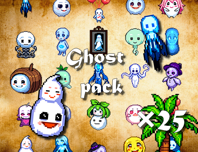 25 Ghosts --- Pixel Art Ghost Pack by PixiePirat