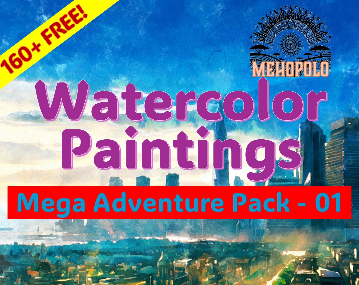 160+ WATERCOLOR MEGA ADVENTURE PACK - 01 by Mehopolo