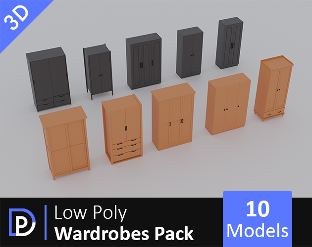 Low Poly Wardrobes Pack by PolyPlix