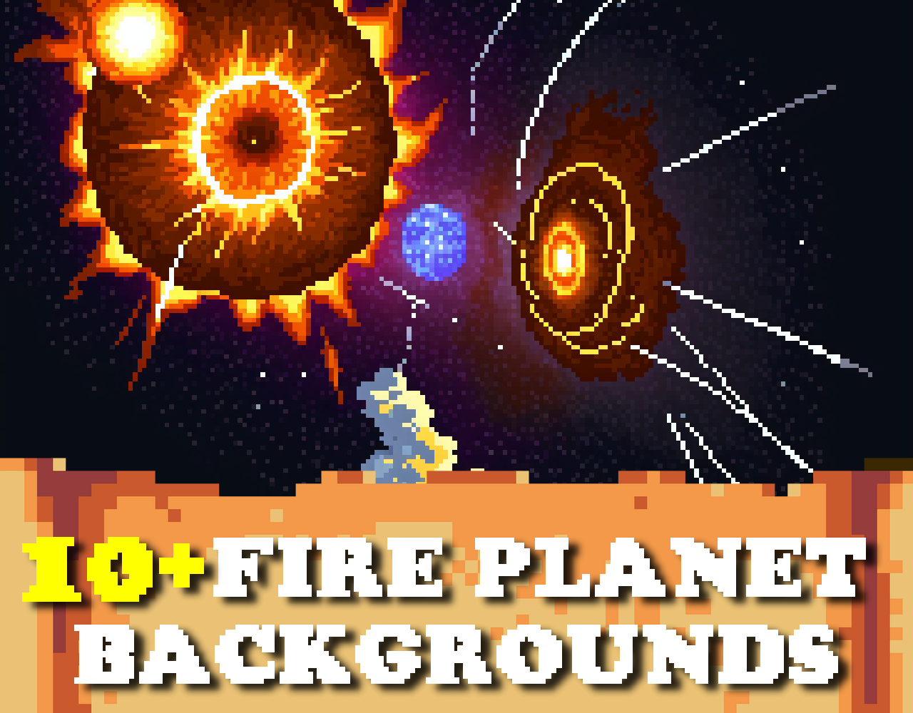 10 beautiful Fire Planet Backgrounds Assets - Pixelart / Pixel Art ...