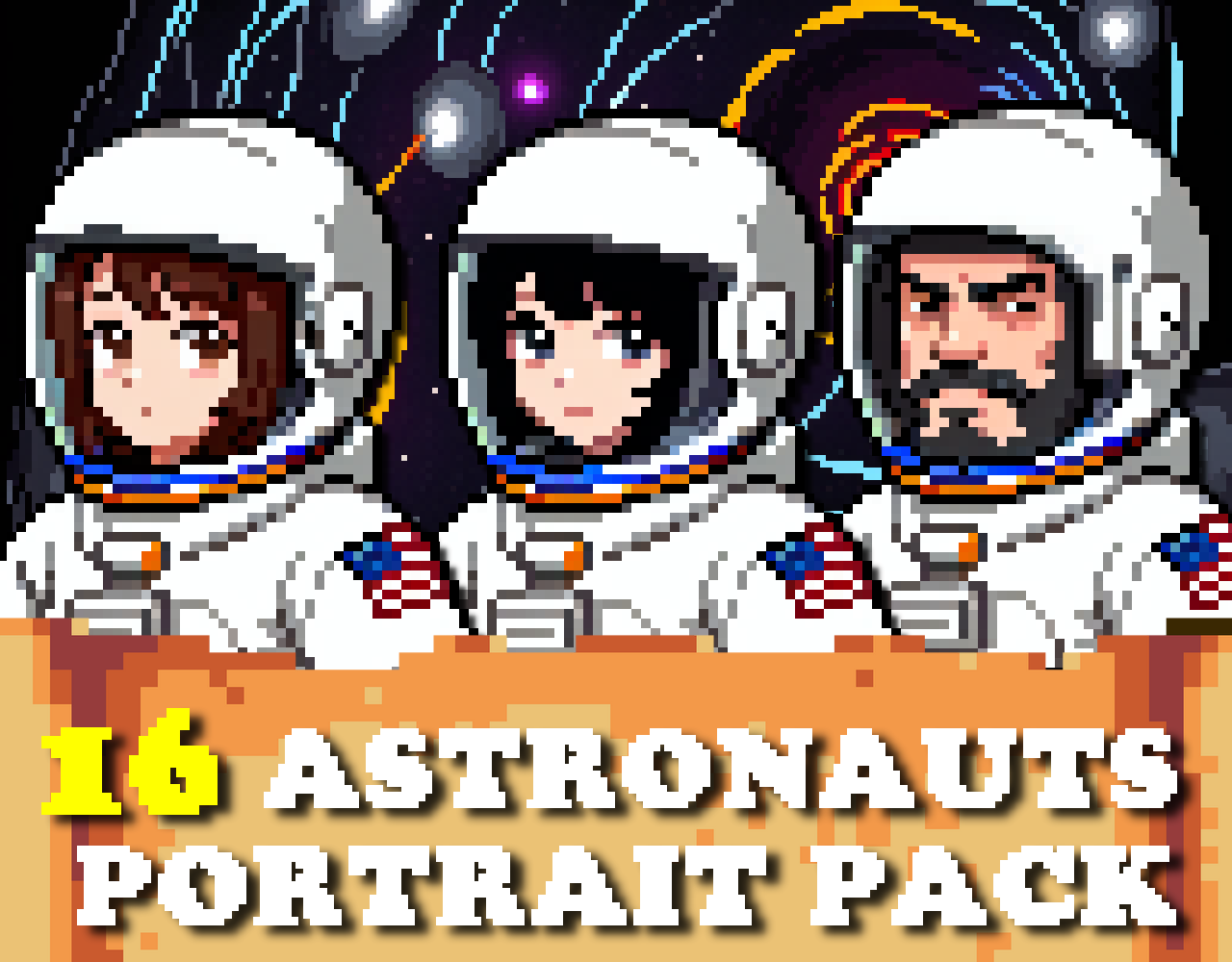 Astronaut Portrait Pack Asset - Pixelart / Pixel Art sprite Badass Bust ...