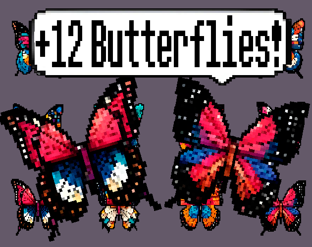 Pixel art Sprites! - Butterflies! #1 - Items/Objets/Icons/Tilsets by ...