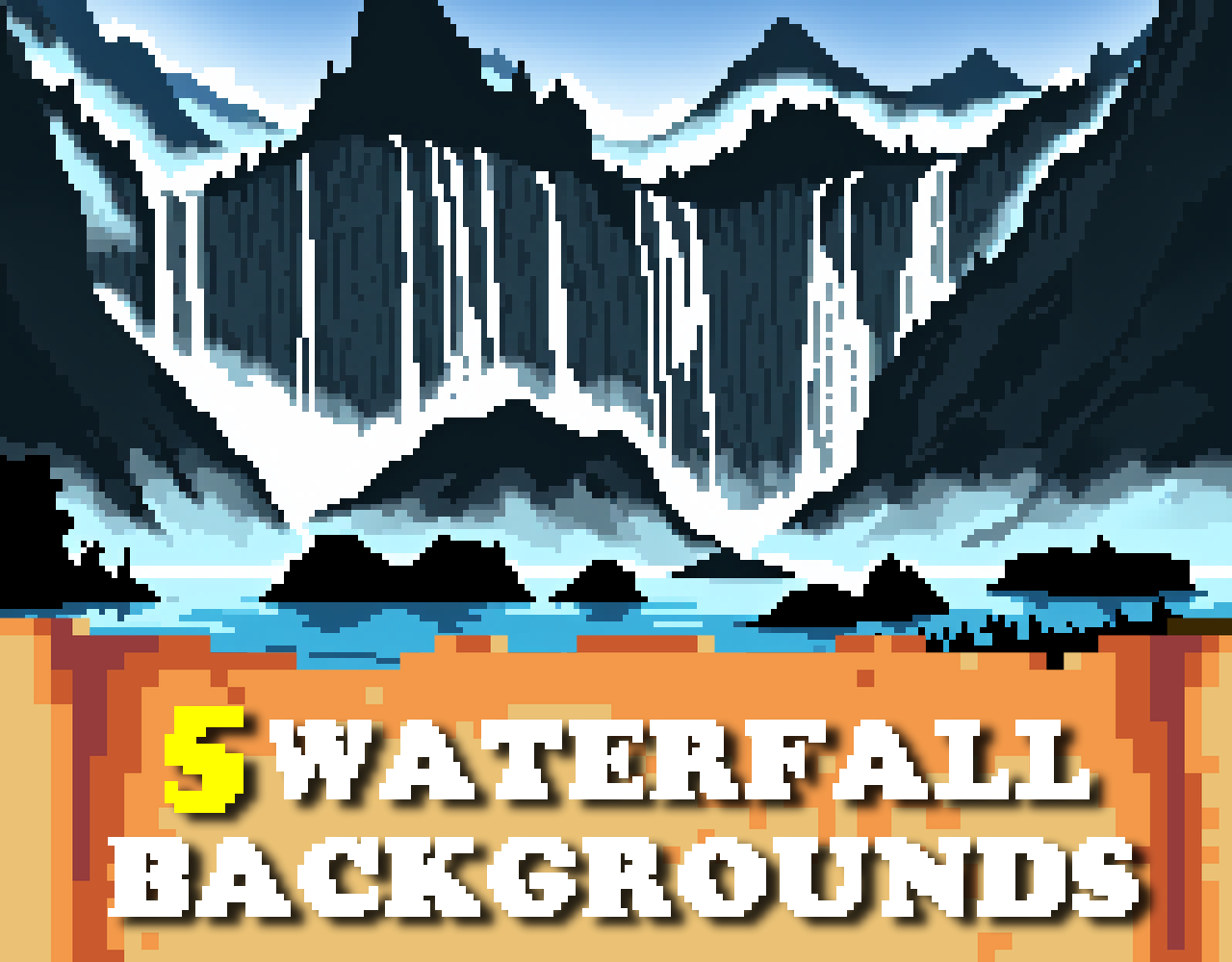 5 beautiful High Waterfall Backgrounds Assets - Pixelart / Pixel Art ...