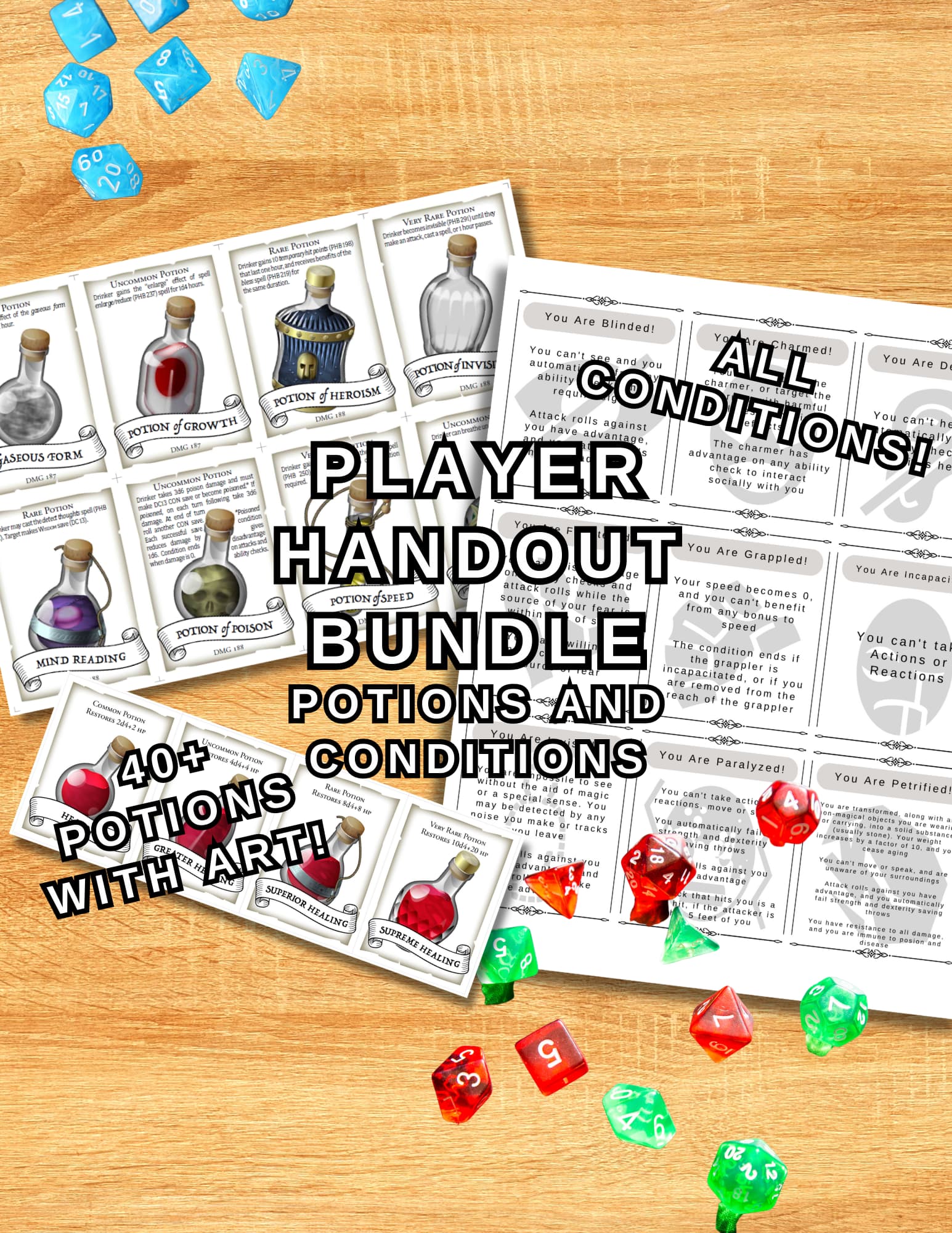 D&D Condition and Potion Cards Printable Bundle by GMsAssistant