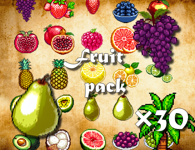 30 Fruits --- Pixel Art Fruit Pack by PixiePirat