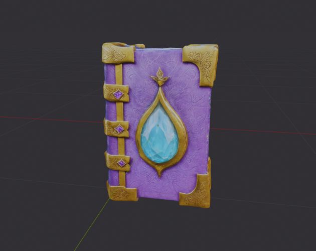 Magic spell book tome with crystal gem 3D model by Fire Mage Studio