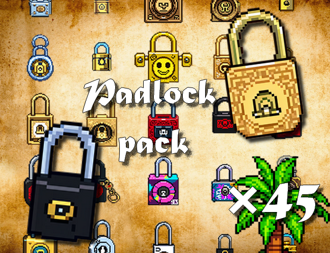 45 Padlocks --- Pixel Art Padlock Pack by PixiePirat