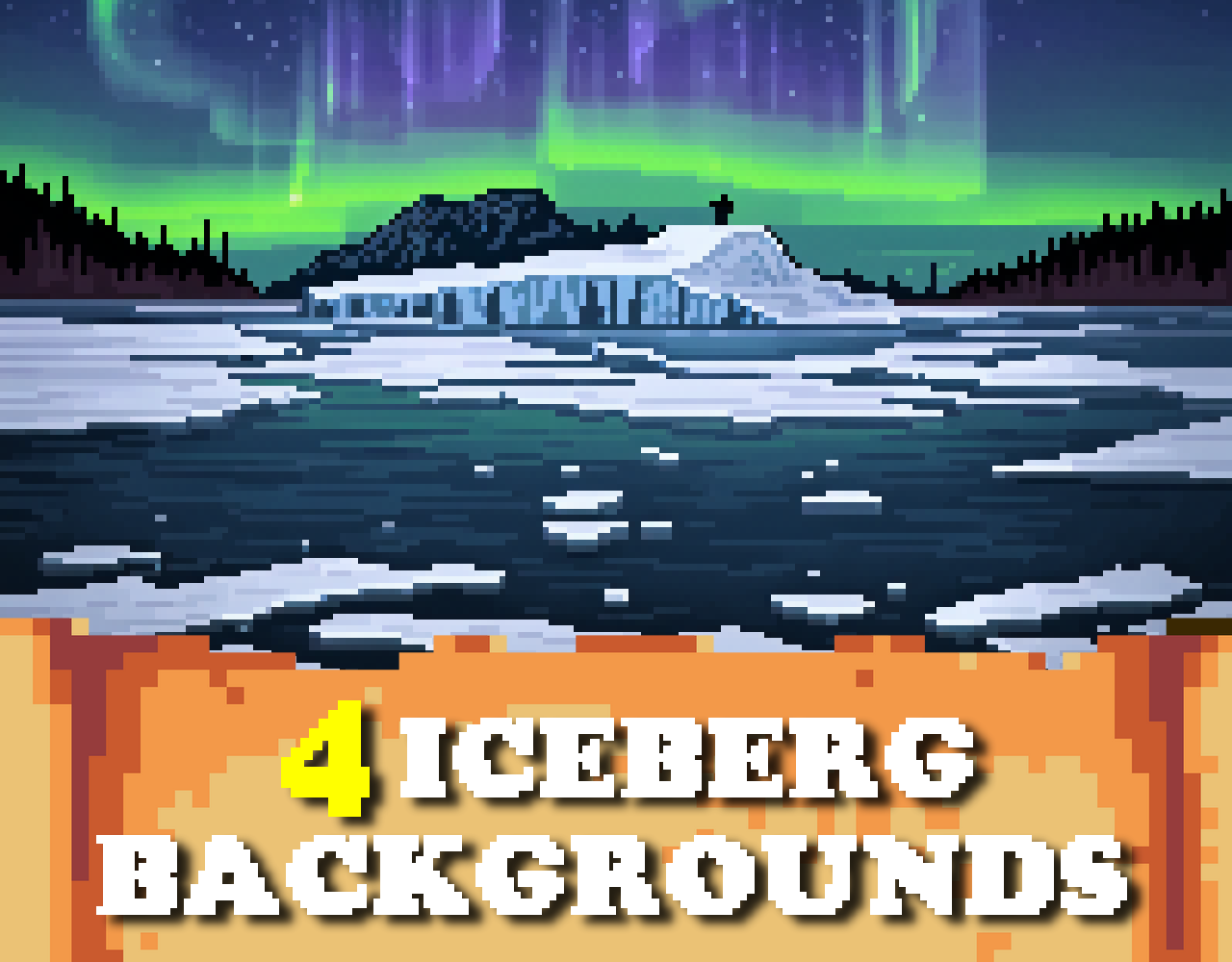 4 beautiful Iceberg Backgrounds Assets - Pixelart / Pixel Art sprite ...