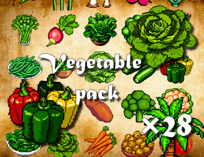 28 Vegetables --- Pixel Art Vegetable Pack by PixiePirat