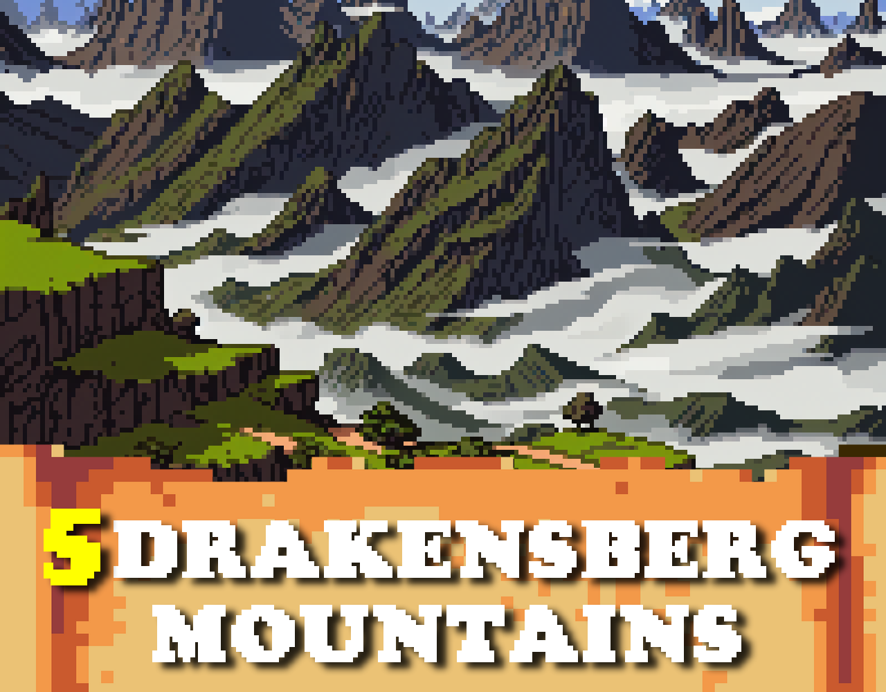 5 beautiful Drakensberg Mountain Backgrounds Assets - Pixelart / Pixel ...