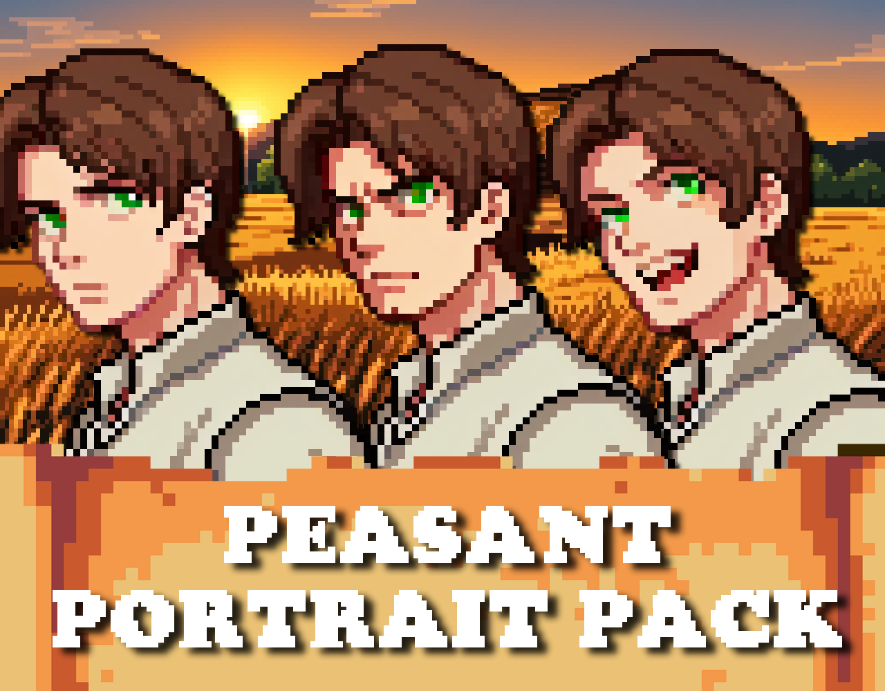 Man Peasant Portrait Pack Asset - Pixelart / Pixel Art sprite Farmer Bust Men RPG fantasy ...