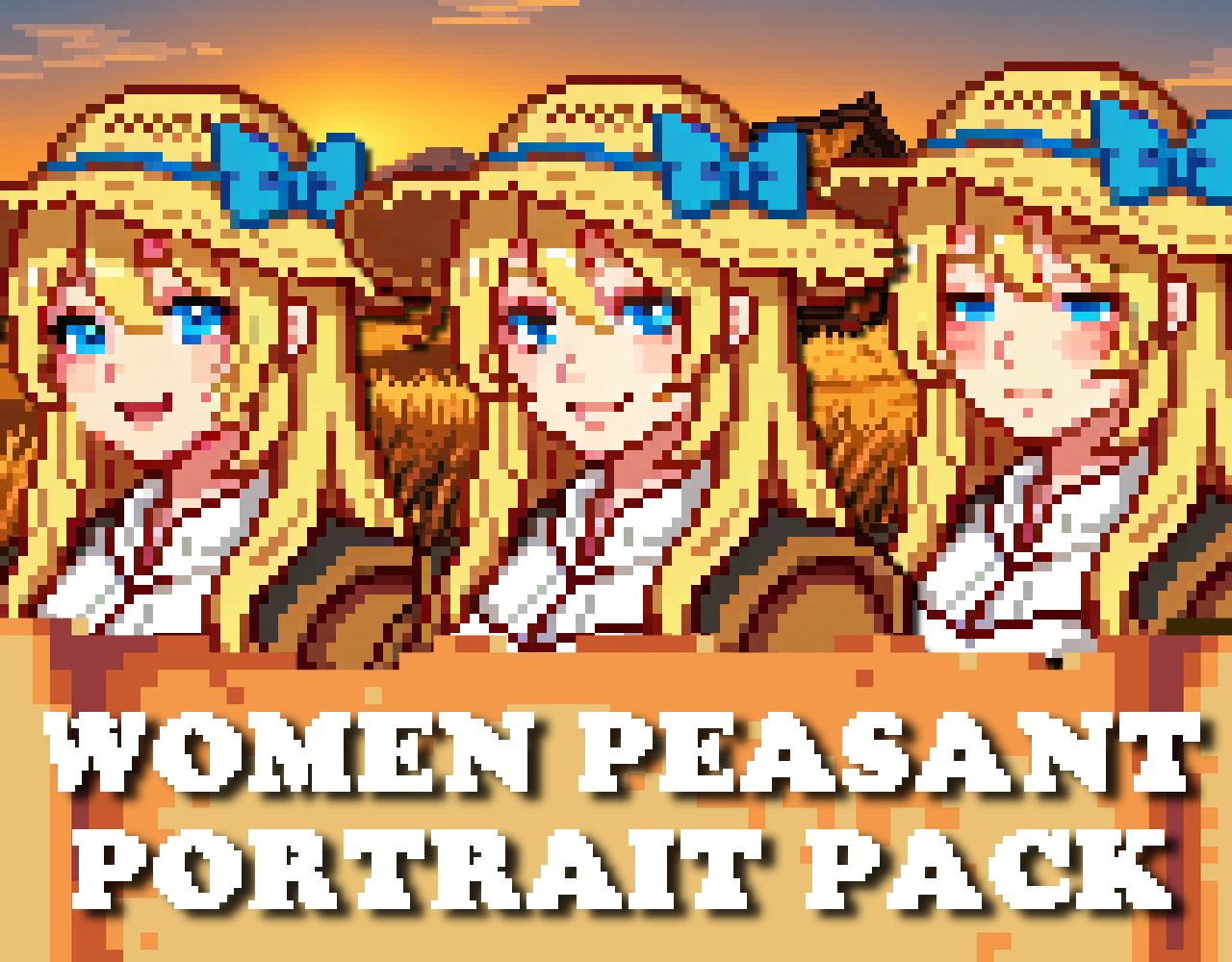 Woman Peasant Portrait Pack Asset - Pixelart / Pixel Art sprite Farmer Bust RPG fantasy Medieval ...