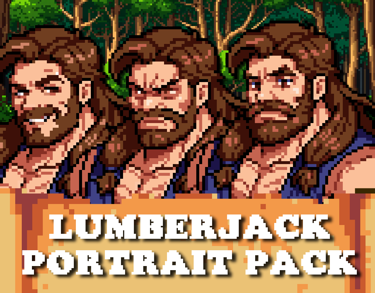 Man Lumberjack Portrait - Pixelart / Pixel Art sprite Male Bust RPG fantasy Medieval Visual ...
